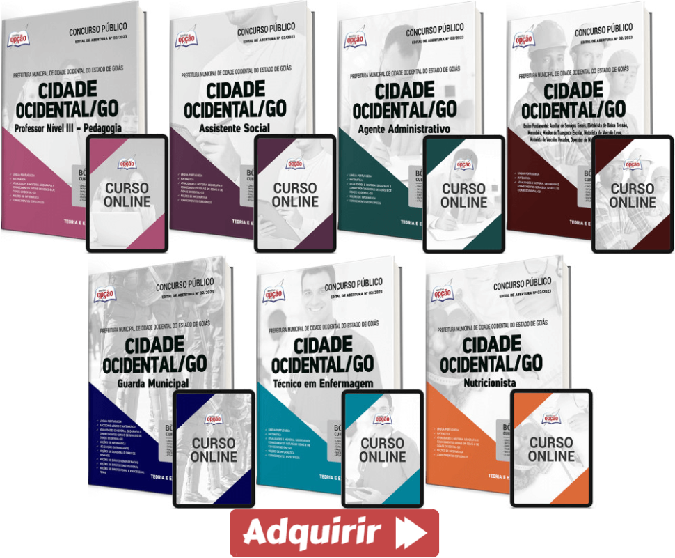 Apostilas Concurso Prefeitura Cidade Ocidental / GO 2023, Vários Cargos - Apostilas Concursos Online